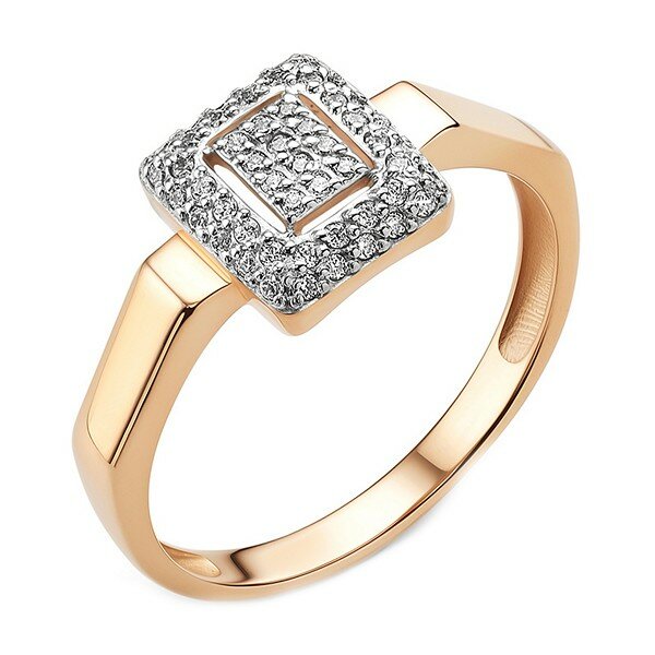 Кольцо широкое, тонкое JEWELIN, красное золото, 585 проба, фианит