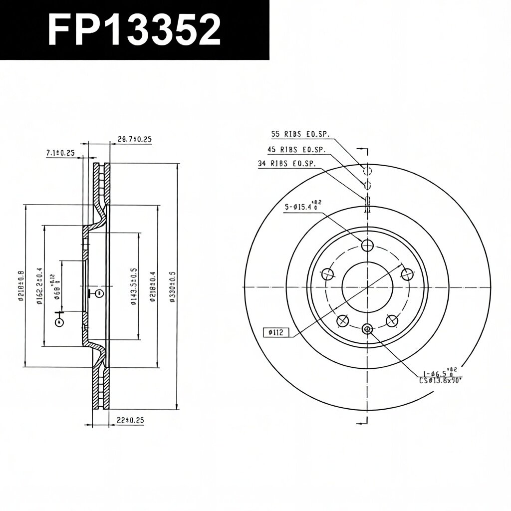 Тормозной диск с покрытием GEOMET FP13352 FAP арт. FP13352