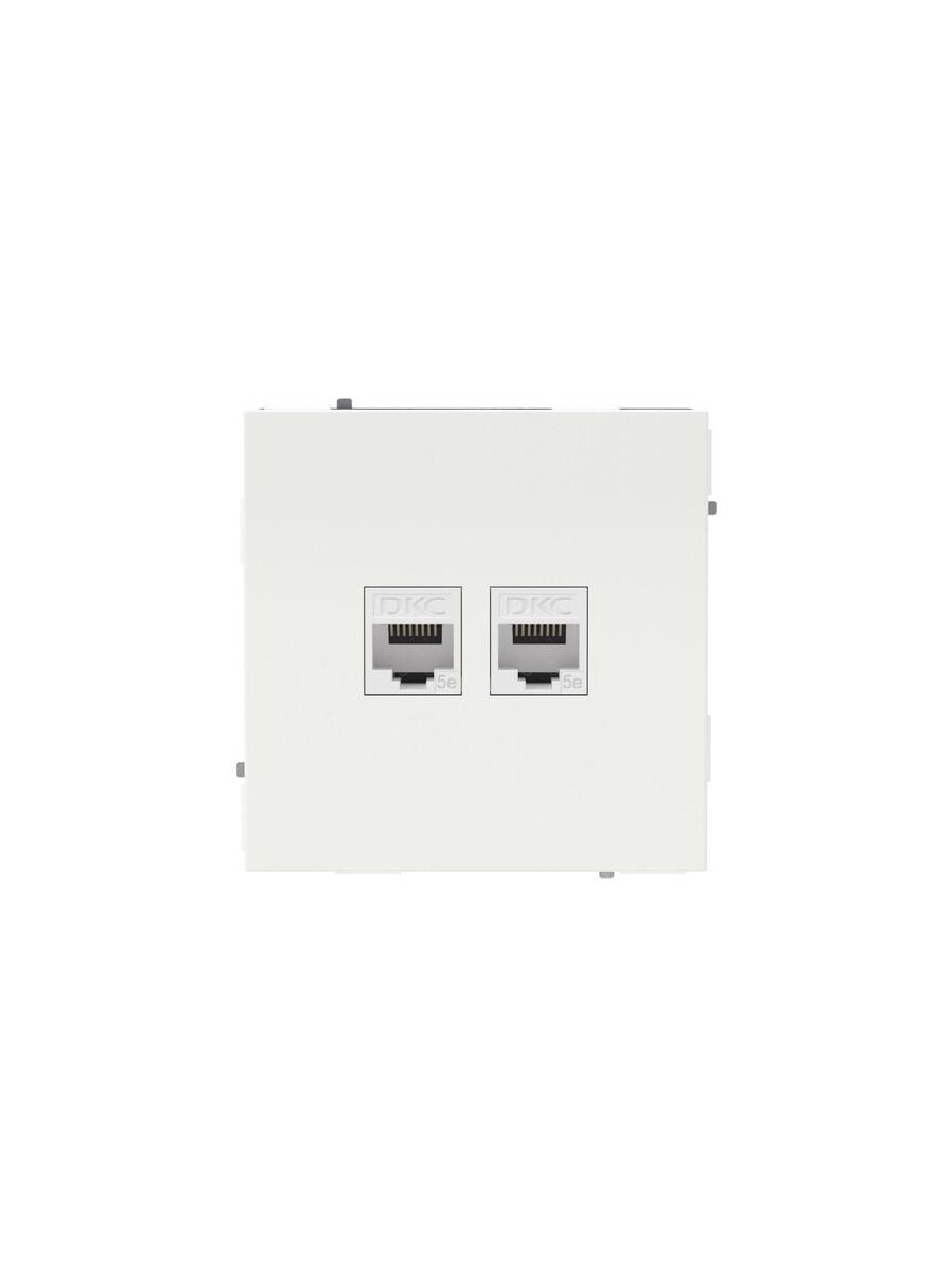 Розетка компьютерная 2-м KANT RJ45 кат.5E без шторки бел. магнолия DKC 7000664