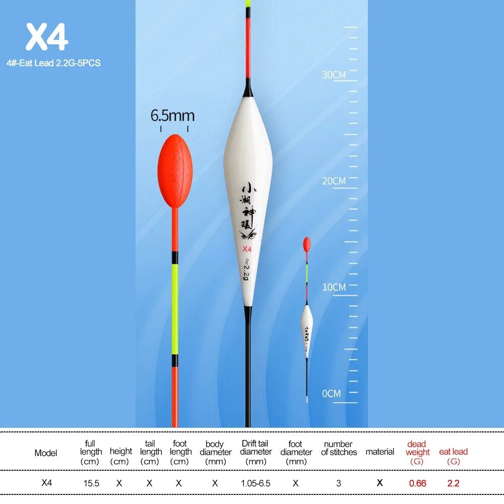 Поплавки для рыбалки X4, 2.2g, 5шт