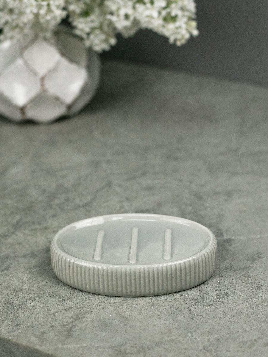 Мыльница настольная для ванной BATH PLUS керамика GRIGIO