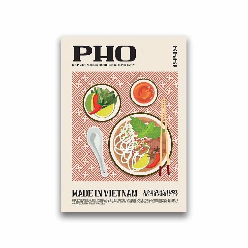 Постер "Pho. Вкус Вьетнама" 50x70см, цвет 21, без рамки