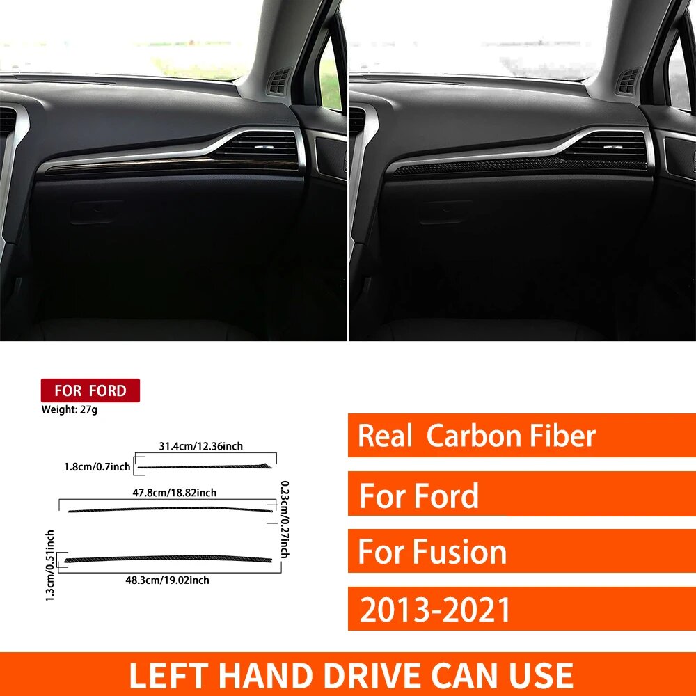 Для Ford Fusion 2013-2021 наклейки из настоящего углеродного волокна второго пилота Carbon Fibre