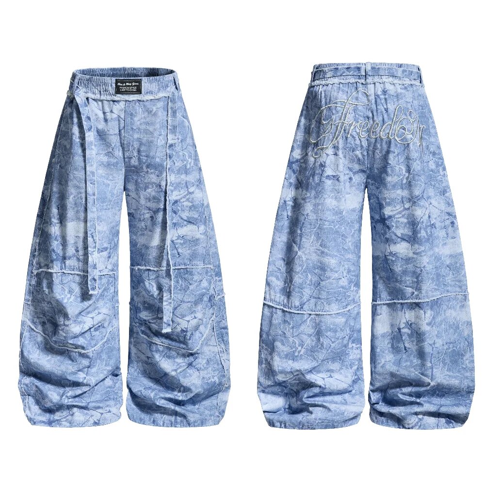 Мужские брюки карго свободные, Blue Camouflage, S