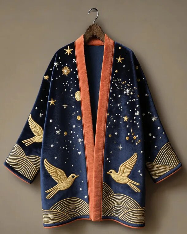 Фланелевый кардиган-кимоно FZSLCYIYI полиэстер, женский, большой размер S, kimono