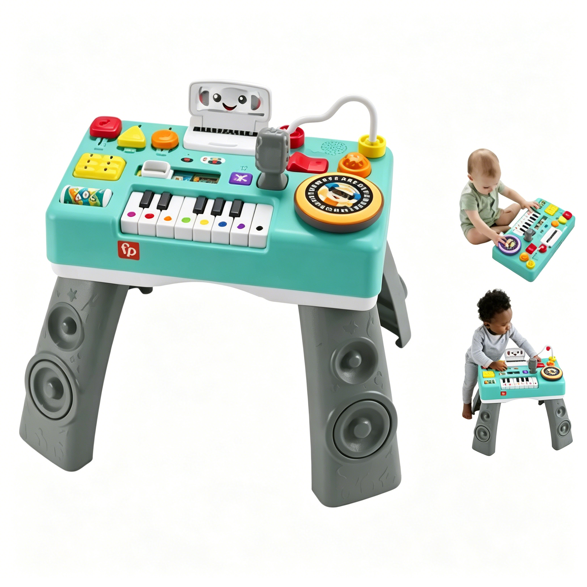 Развивающий музыкальный столик Fisher-Price HTJ66, 6-36 мес, с пианино, микрофонами и играми