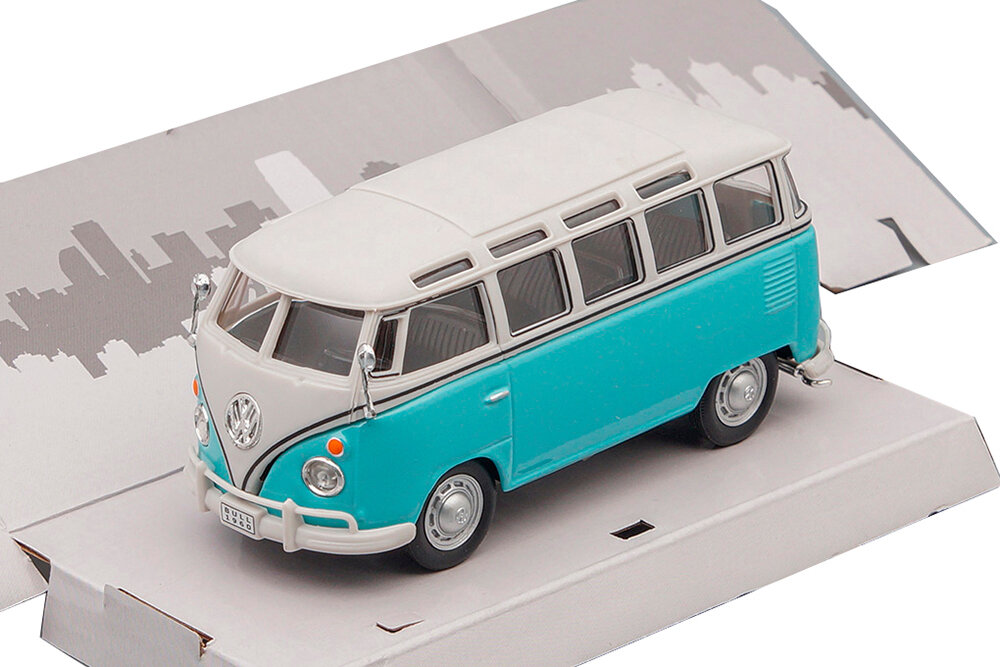 Модель коллекционная CARARAMA Vw volkswagen samba bus / фольксваген самба-бус бело-голубой