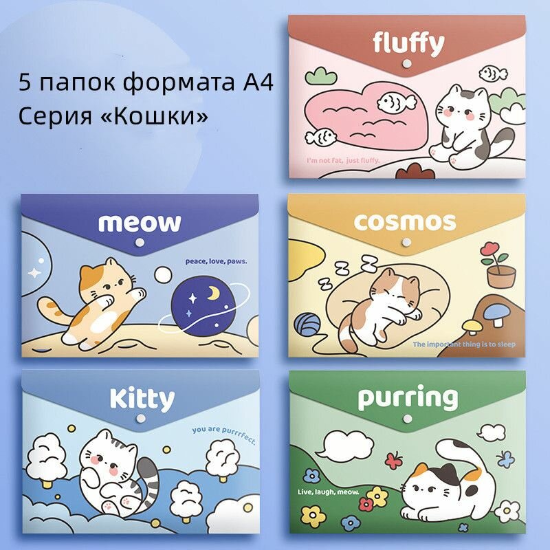 Папка-конверт A4, 5 шт.