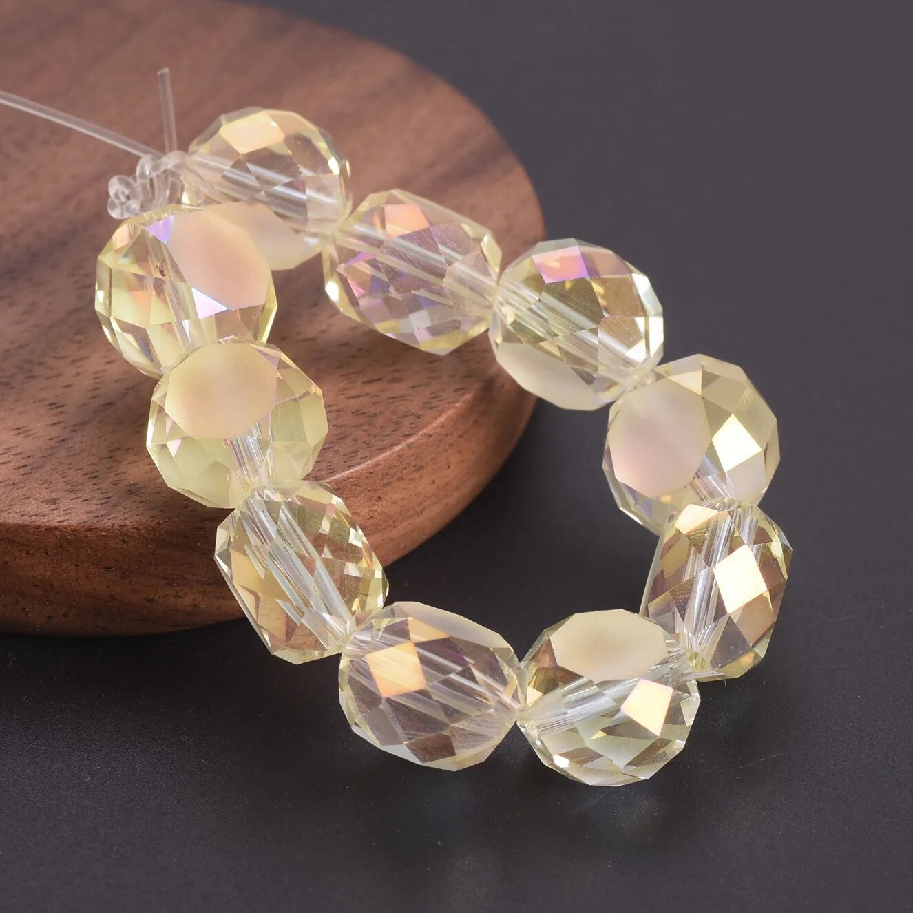 Dreamzeal стеклянные бусины круглые ограненые 12 мм 14 мм 10 шт 14x8mm, Yellow Rose