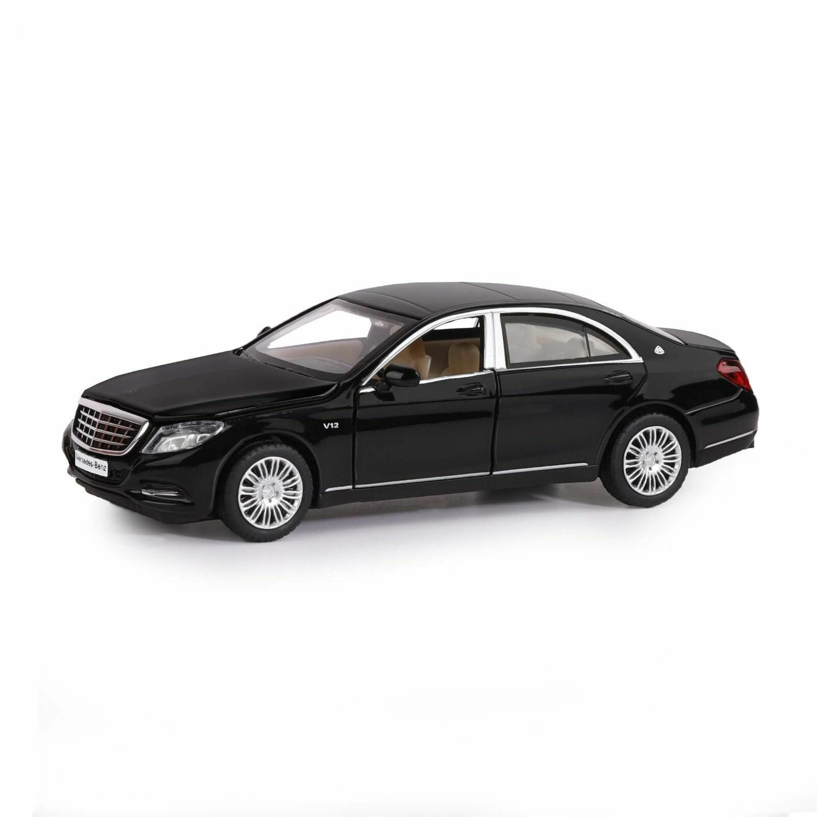 Модель машины MSZ / Metal Speed Zone "Mercedes-Benz S600 2015 W222", масштаб 1:32, 14,5 см, свет, звук, инерция, черная