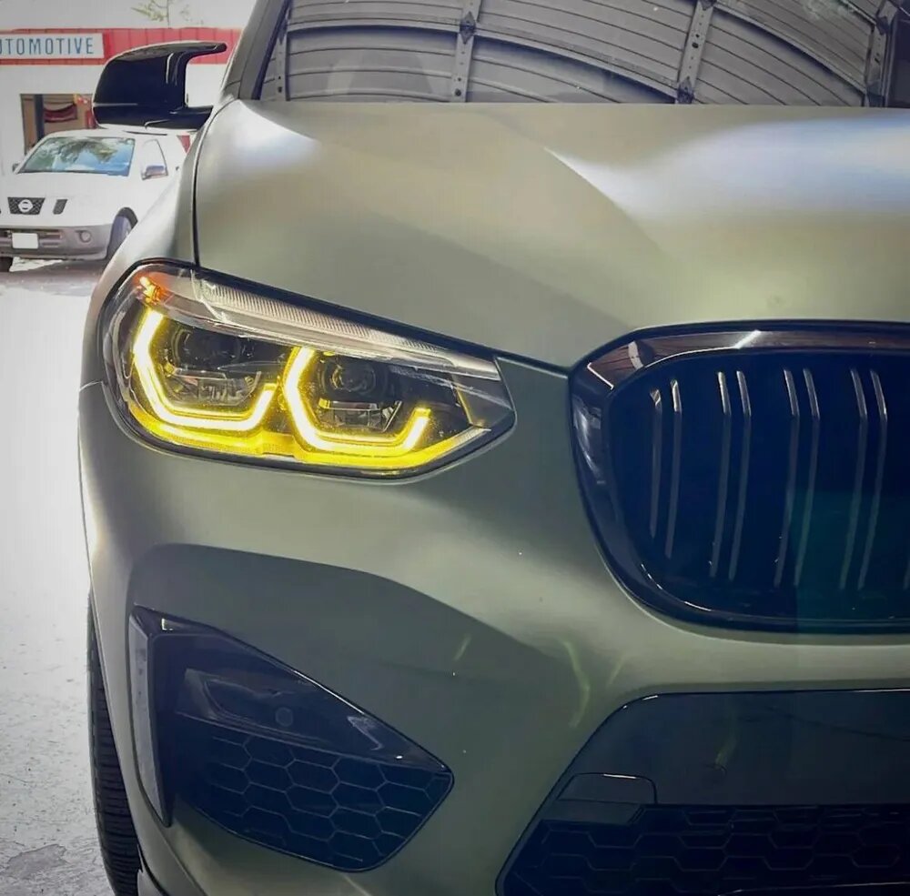 Желтые DRL модули на BMW X3 X4 G01 G08 F97 F98 2018-2021