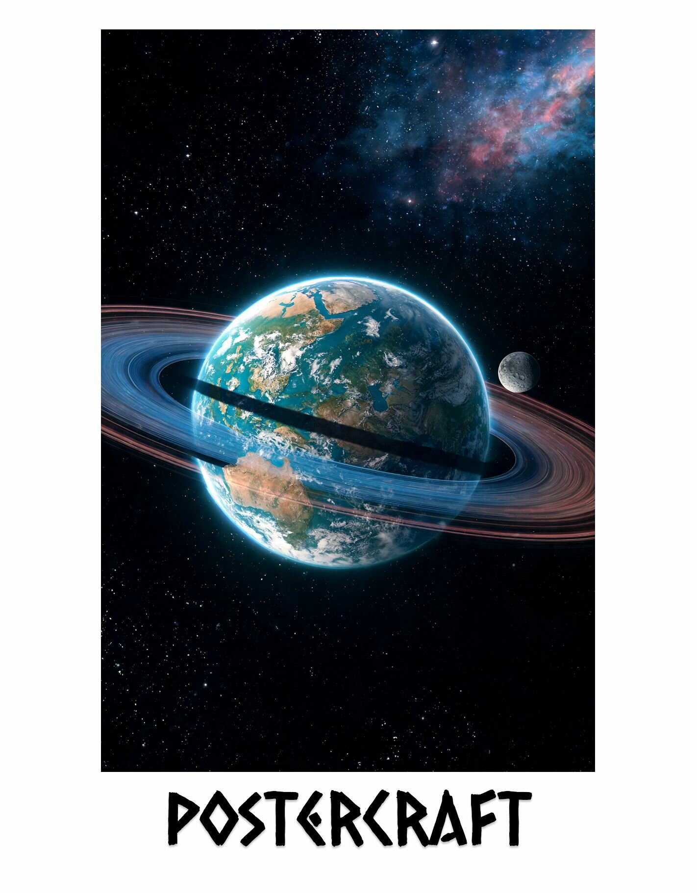 Постер "Суперземля с кольцами" (Космос и Планеты), 29.7х42см, А3, глянцевый