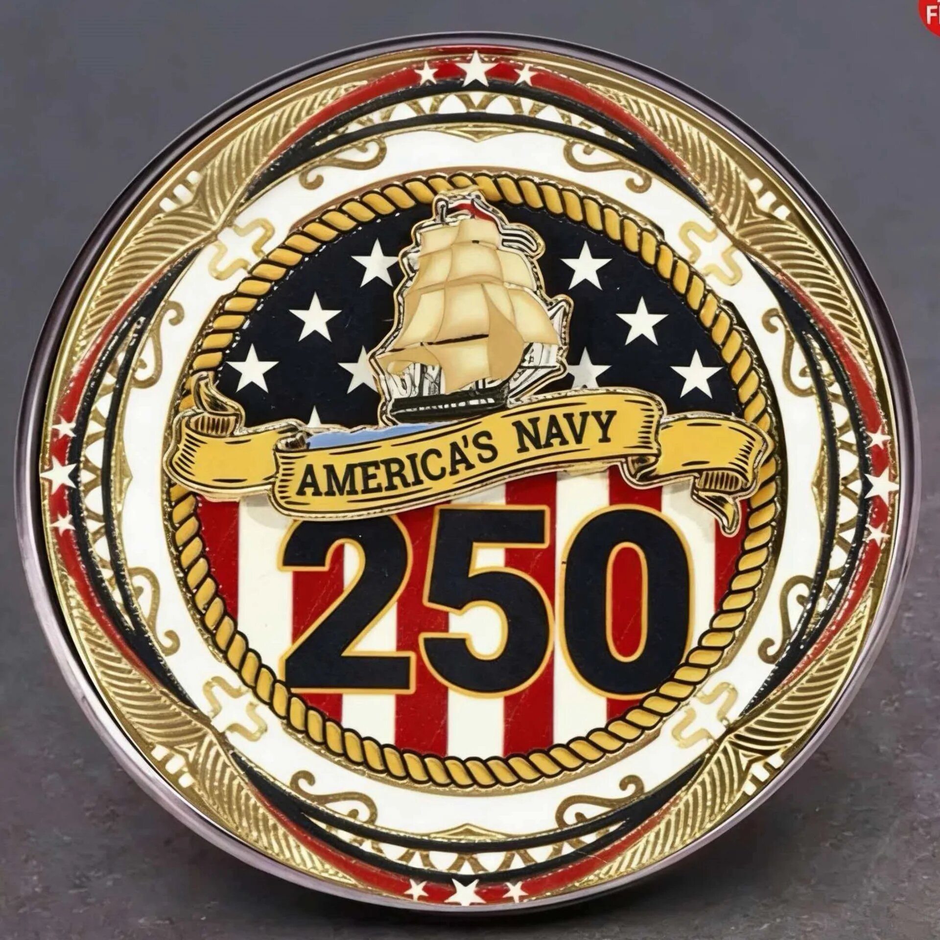 Памятная брошь "250 лет ВМС США", CW0604-7