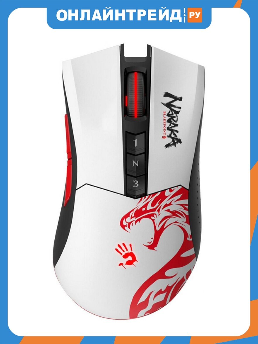 Мышь беспроводная A4TECH Bloody R90 Plus Naraka белый/рисунок (R90 PLUS NARAKA)