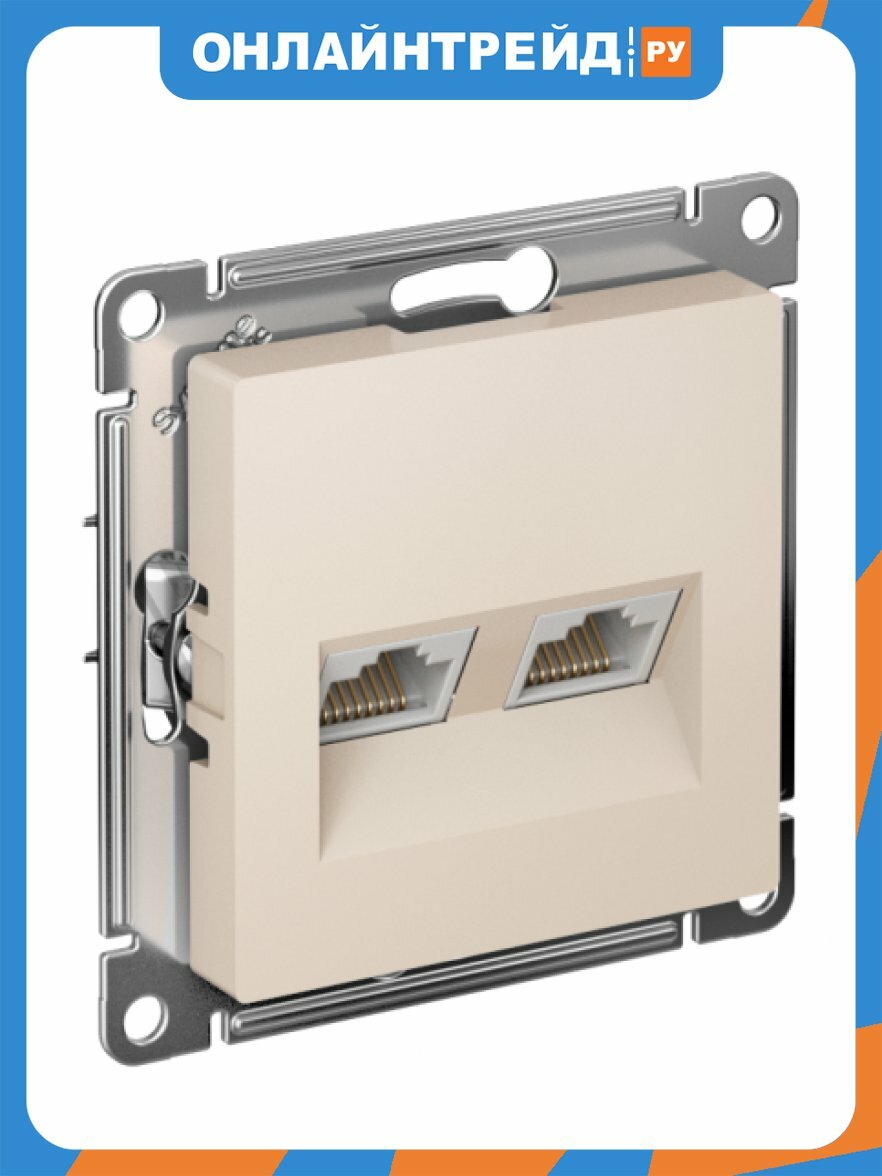 Розетка двойная компьютерная RJ45+RJ45 Systeme Electric (schneider Electric) SCHNEIDER ELECTRIC AtlasDesign, кат.5E, механизм, бежевый
