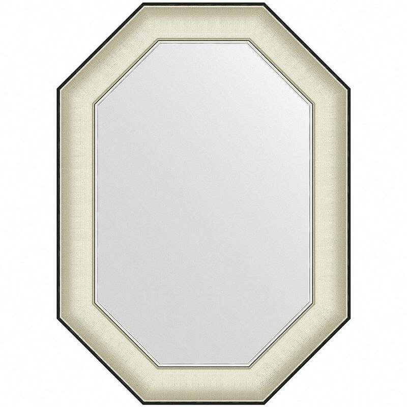 Зеркало Evoform Octagon 74x54 BY 7442 в багетной раме - Белая кожа с хромом 78 мм