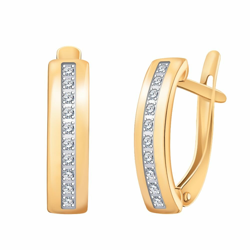 Серьги, золото, 585 проба, фианит