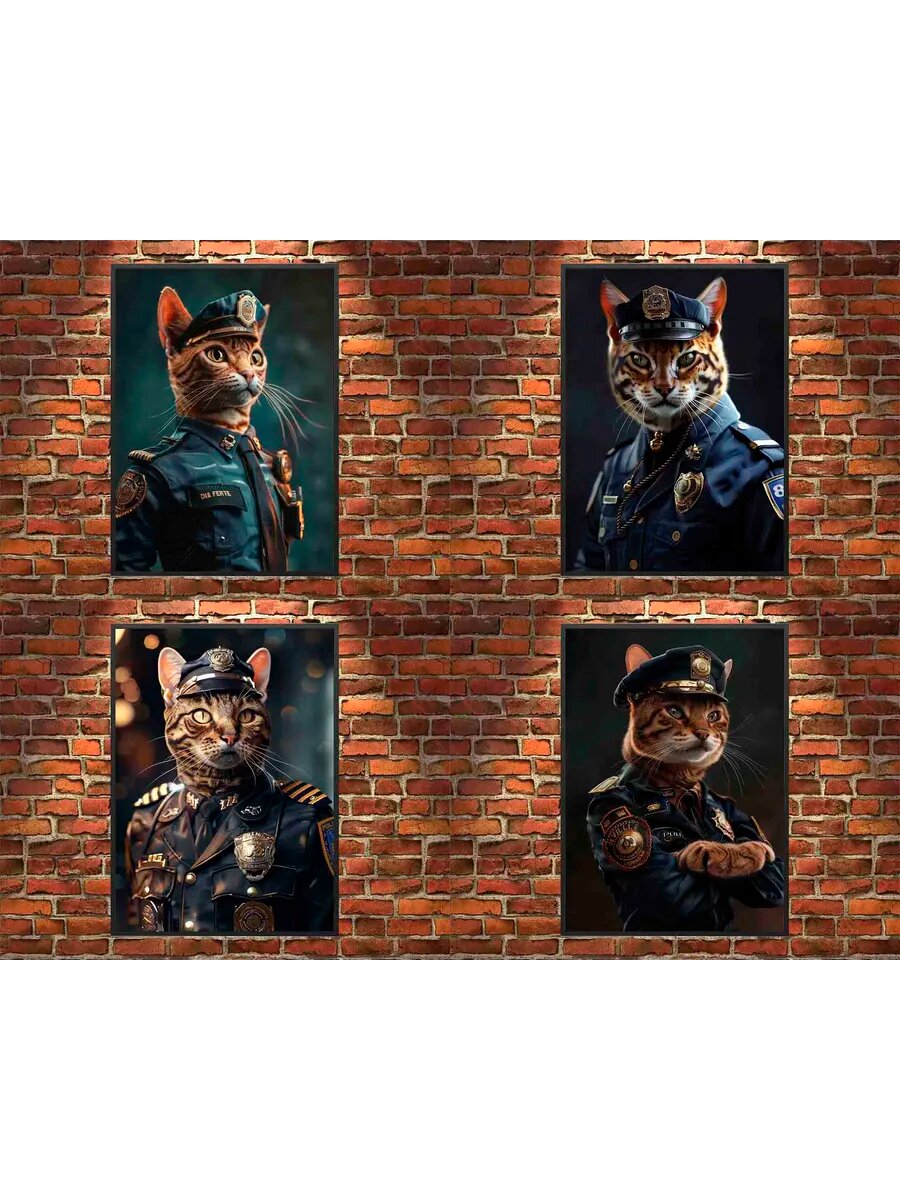 Тойгер-кот-полицейский, 4 Плаката, 30x21см