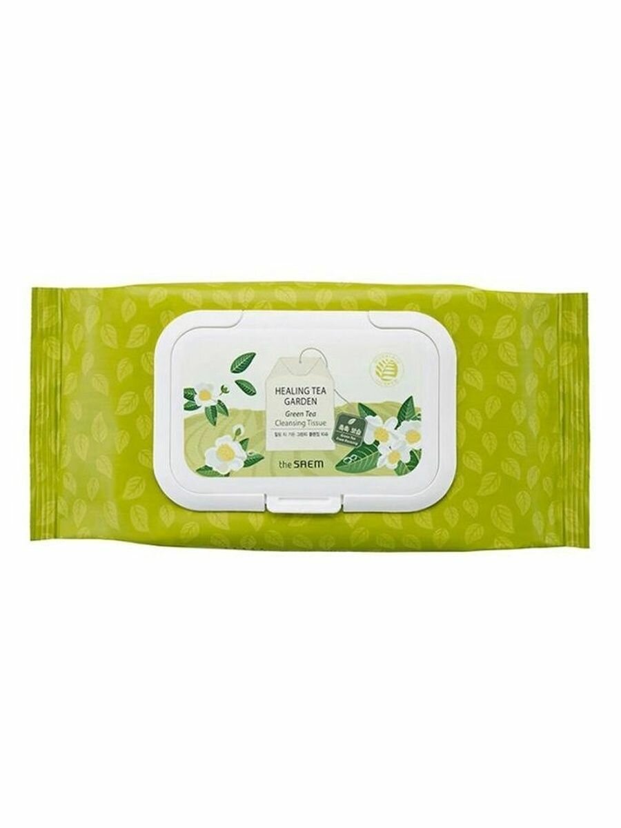 The Saem Салфетки очищающие с экстрактом зеленого чая 60 шт. Healing Tea Garden Green Tea Cleansing Tissue