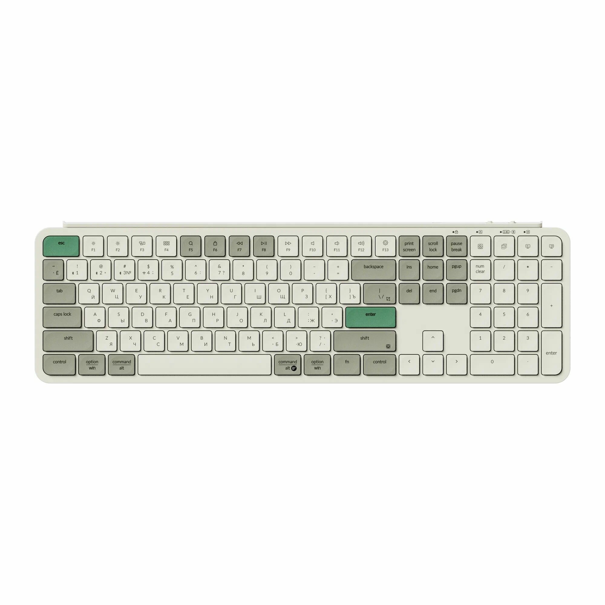 Keychron Клавиатура беспроводная B6 Pro, Русская раскладка, светло-серый, зеленый