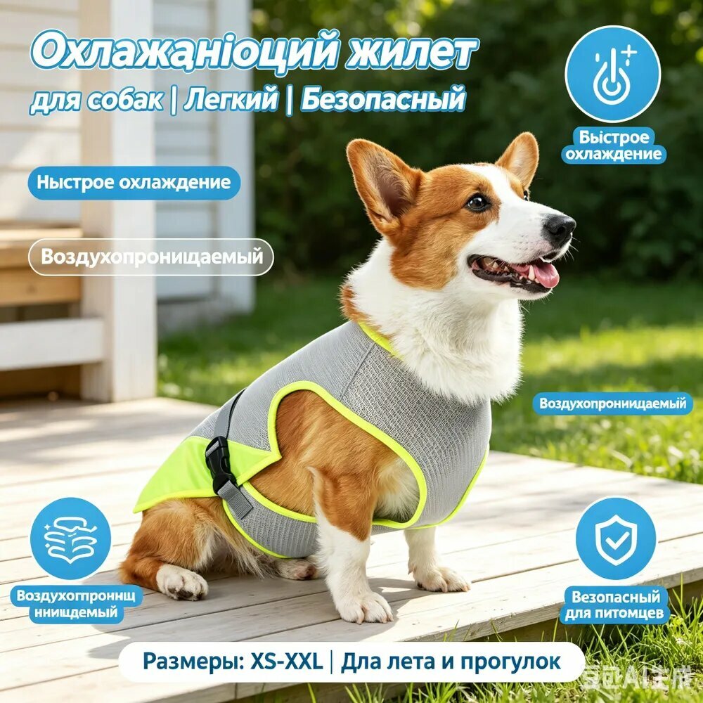 Крутой жилет для собак, быстро охлаждающее пальто, охлаждающая одежда для домашних животных, можно замачивать в воде.