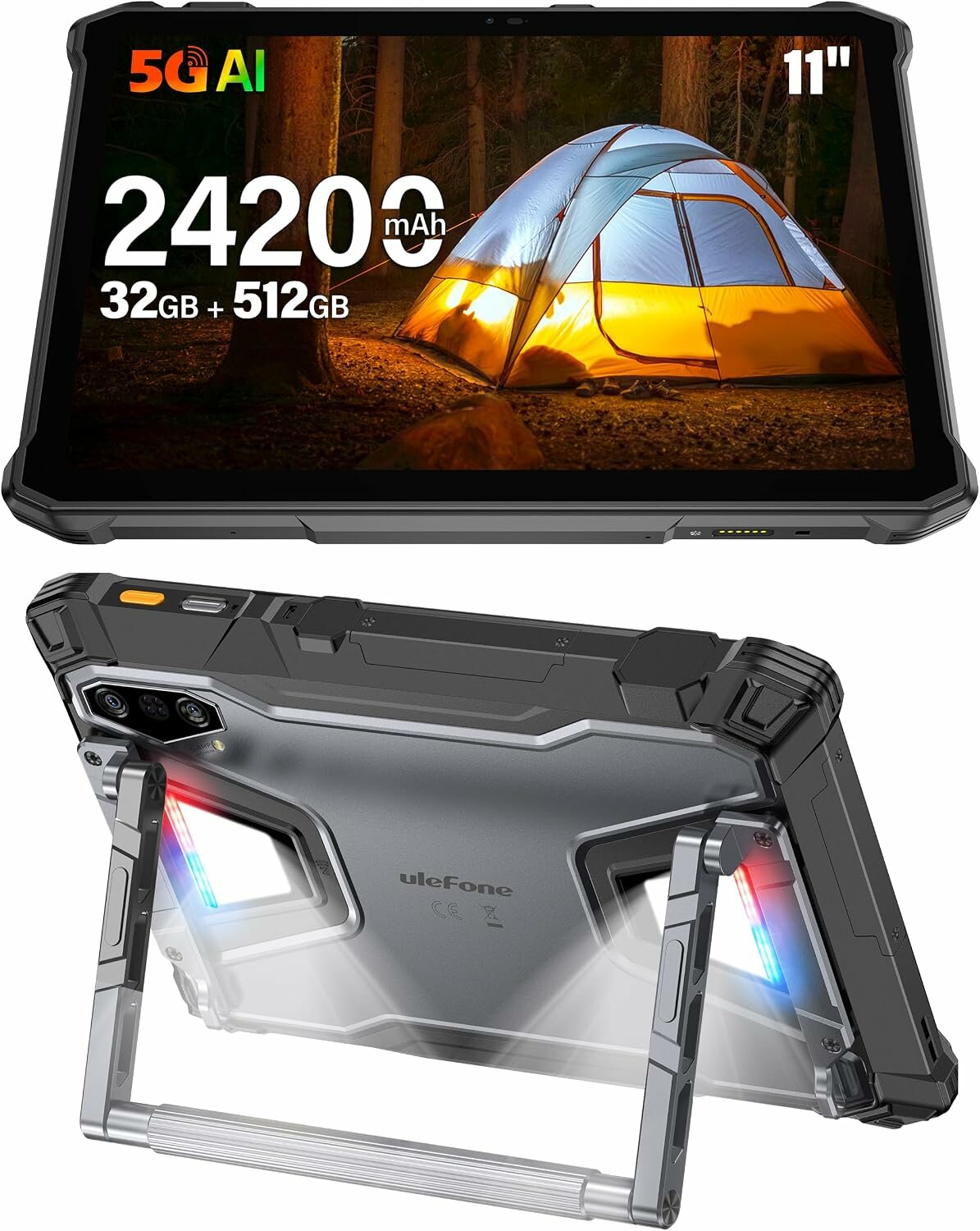 Ulefone Armor Pad 5 Pro 5G защищенный планшет, 32 (12+20) ГБ, 512 ГБ, 24200 мАч, 11-дюймовый FHD