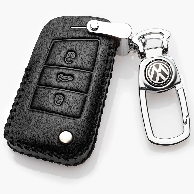 Полный чехол для ключей Volkswagen Tiguan L PRO - стиль I, черный, полное покрытие для однокнопочного запуска, несъемный