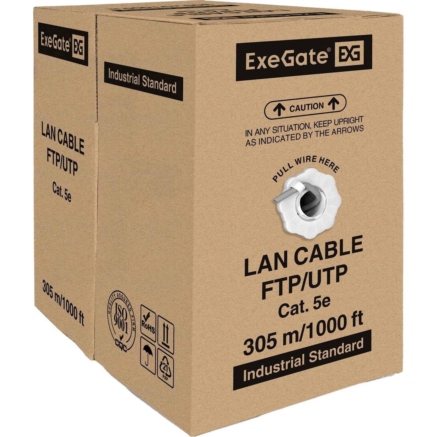 Кабель ExeGate EX281815RUS UTP4-C5e-CU-S25-IN-PVC-GY-305 UTP, 4 пары, кат.5e, медь, 25 AWG, бухта, 305м