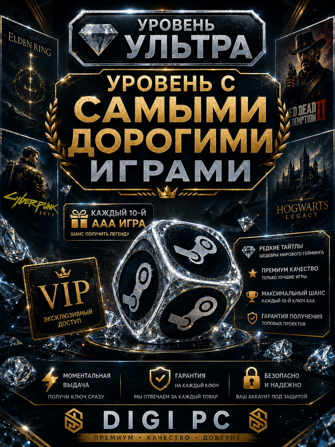 Случайный ключ Steam уровень Ультра, ультра шанс дорогих игр