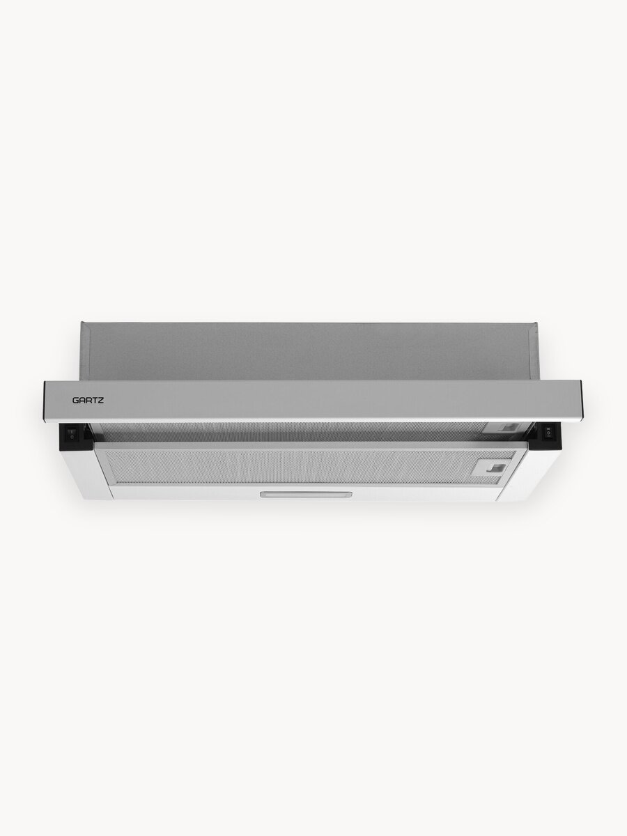 Вытяжка телескопическая GARTZ HBT610W T-air, ширина 60см, производительность 600 м3/ч, 2 скорости, мощность 80Вт, белая