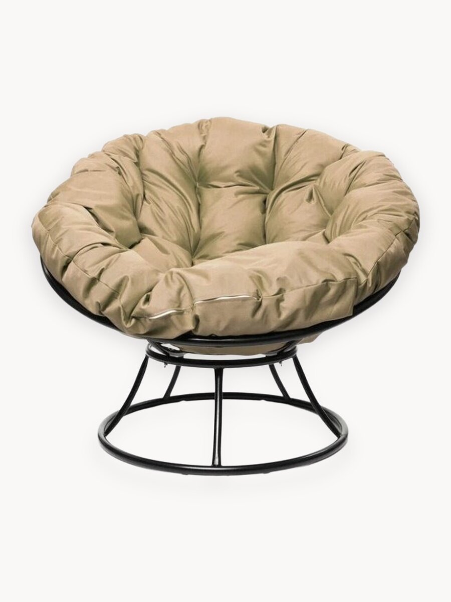 Садовое кресло M-group Папасан без ротанга черное + бежевая подушка