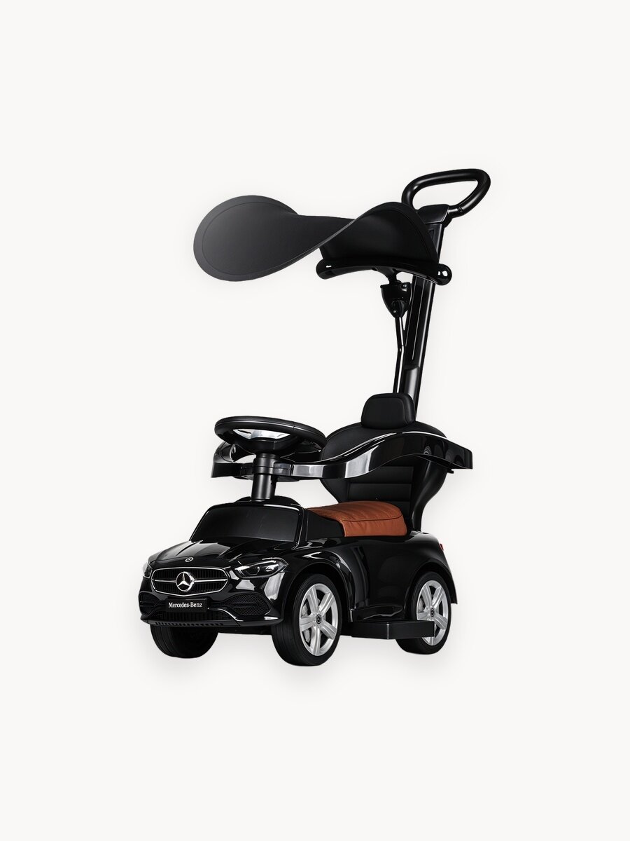 Каталка детская Mercedes С-Class с родительской ручкой, прорезиненные колеса, звук