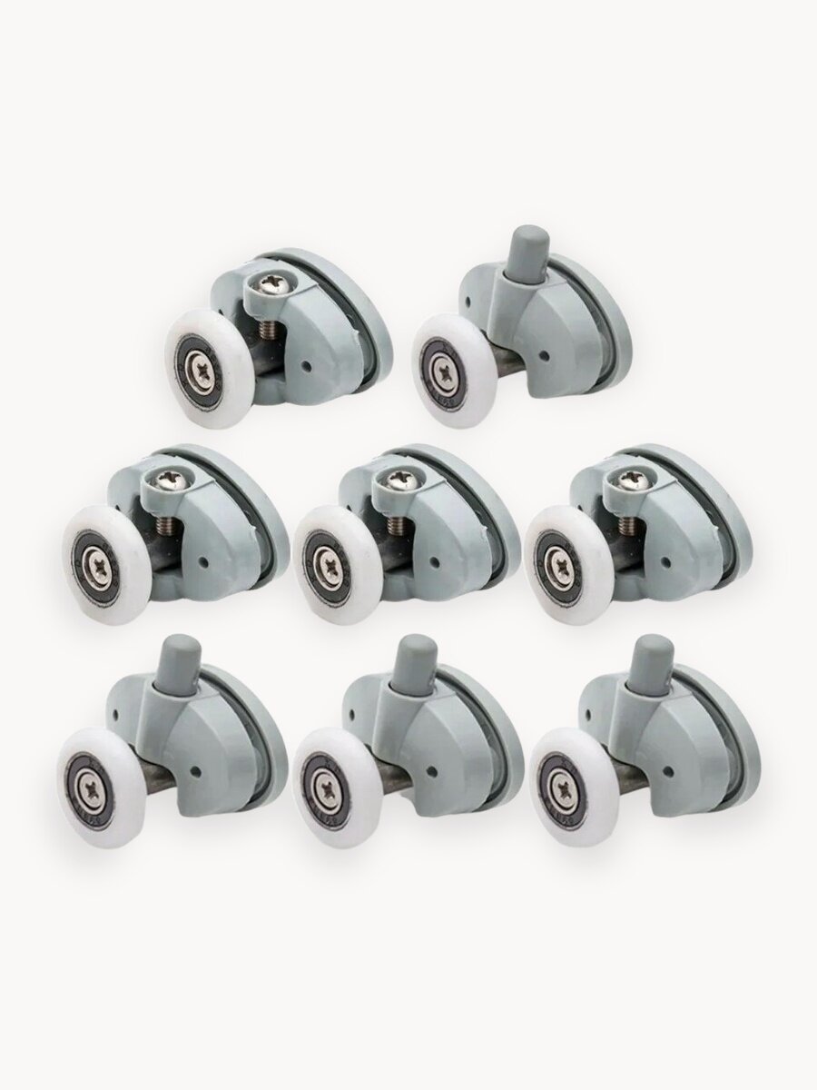 Ролики для душевой кабины 25мм на два отверстия в стекле 26мм, комплект 8шт.