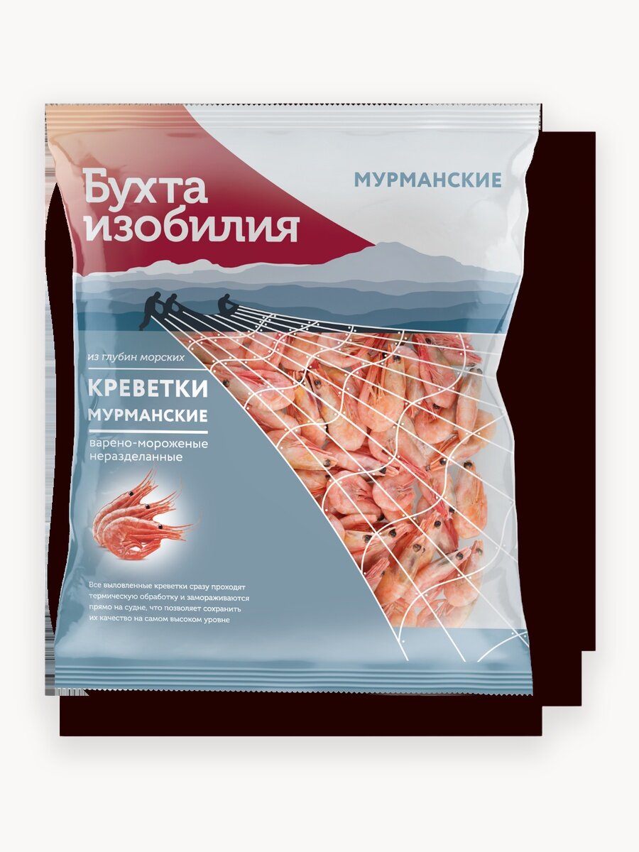 Креветки Мурманские "Бухта Изобилия", варено-мороженые, северные, 500 г