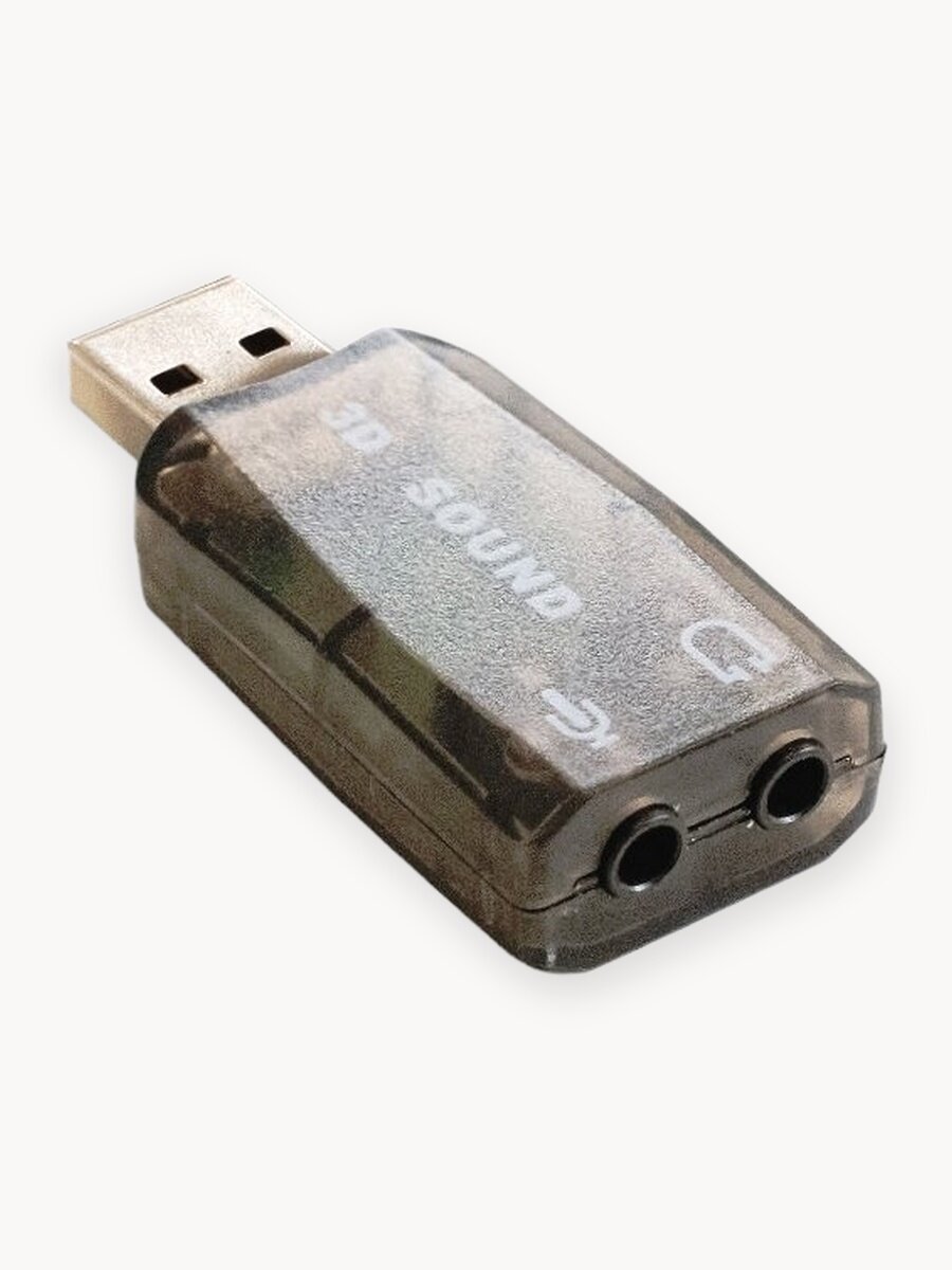 Аудио адаптер внешняя звуковая карта USB-A на 3.5мм на 2 гнезда ExeGate EX-AU-01N - чёрный