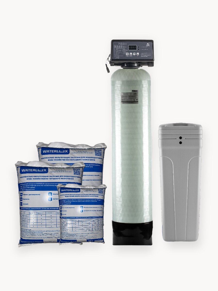Комплект коттеджной системы 1252 Н2О Waterlux S 1.8 м3/час / умягчение воды / фильтр для дома