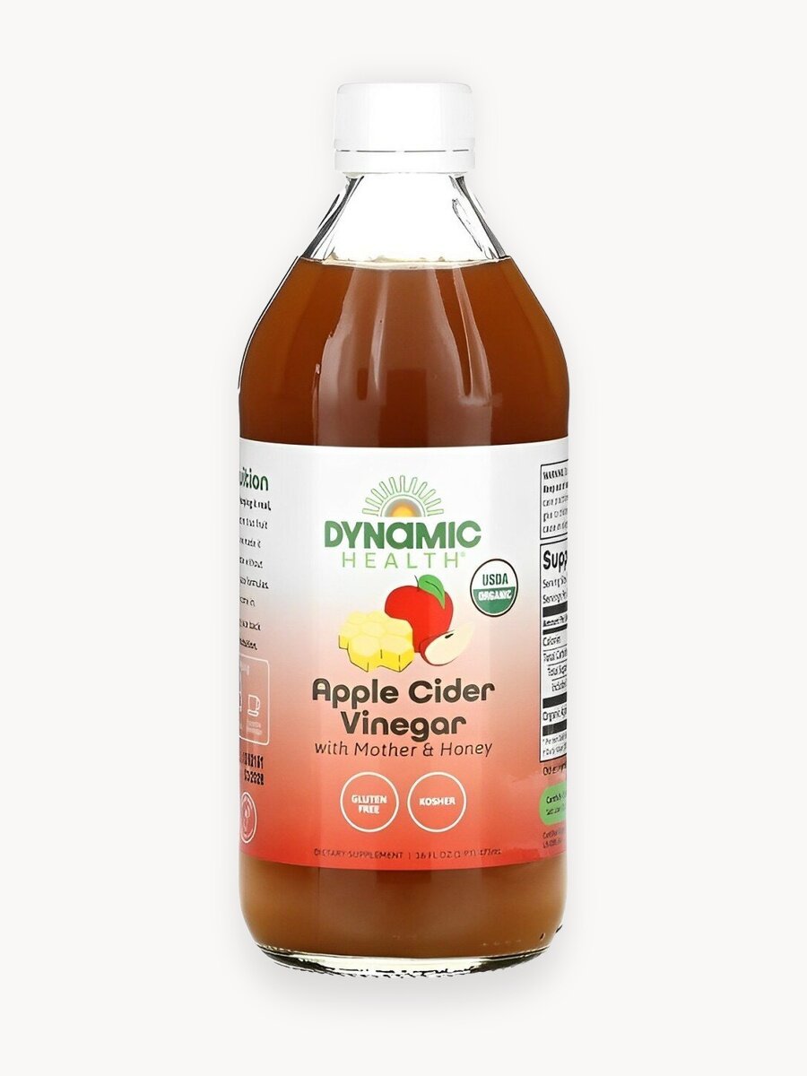 Dynamic Health, необработанный органический яблочный уксус с медом, 473 мл