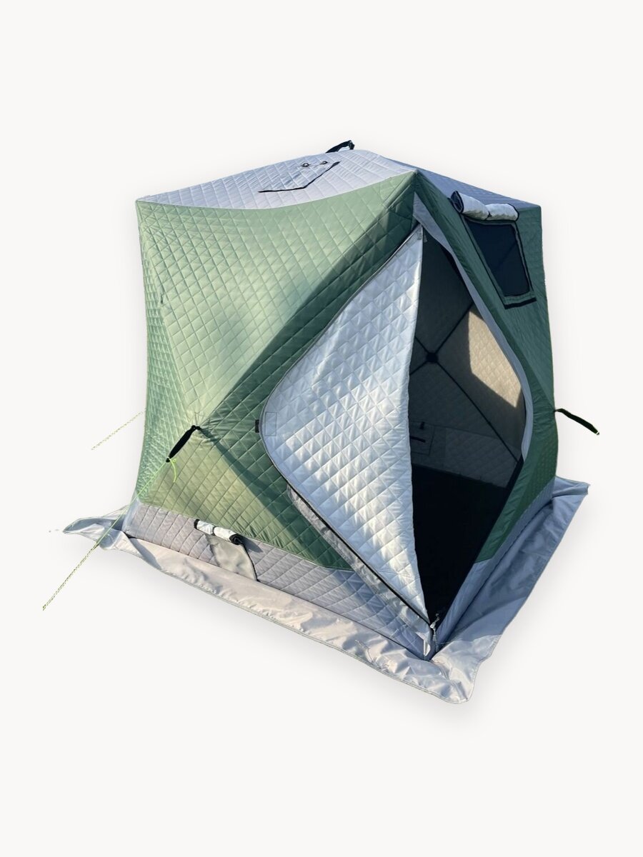 Палатка зимняя куб трёхслойная туристическая для рыбалки 2016/ Мобильная баня, крыша с отверстием под дымоходную трубу