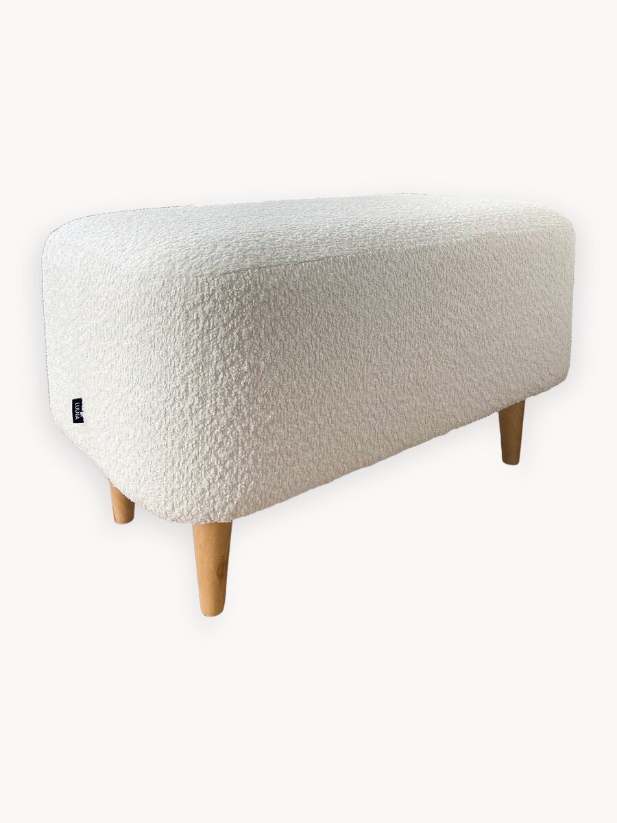 Банкетка Букле цв. Белый на ножках 70см*40см*42см на ножках LUUNA BENCH70 в прихожую, спальню, гостиную