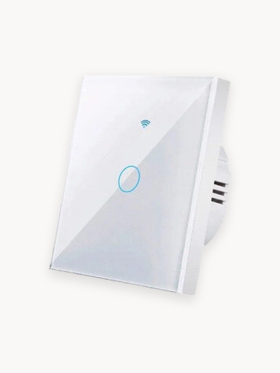 Умный сенсорный WiFi выключатель, Tuya, белый, умный дом, работает с Яндекс Алисой, голосовое управление, одноклавишный