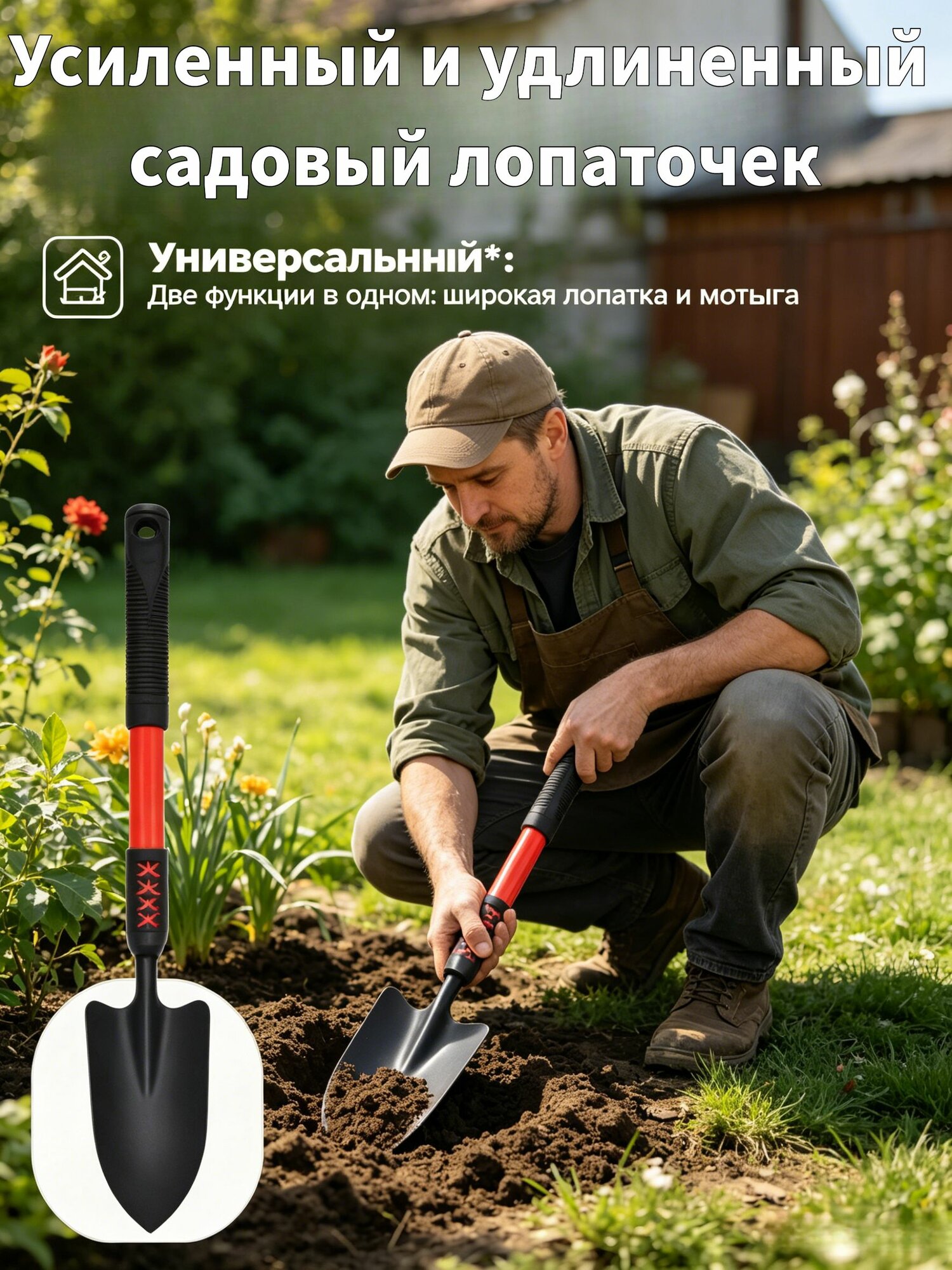 Совок садовый, Нержавеющая сталь, рукоять Высокоуглеродистая сталь, 20 см