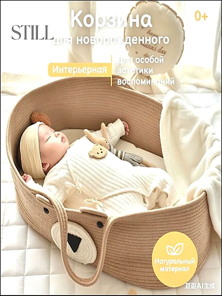 Люлька плетеная корзина для новорожденных