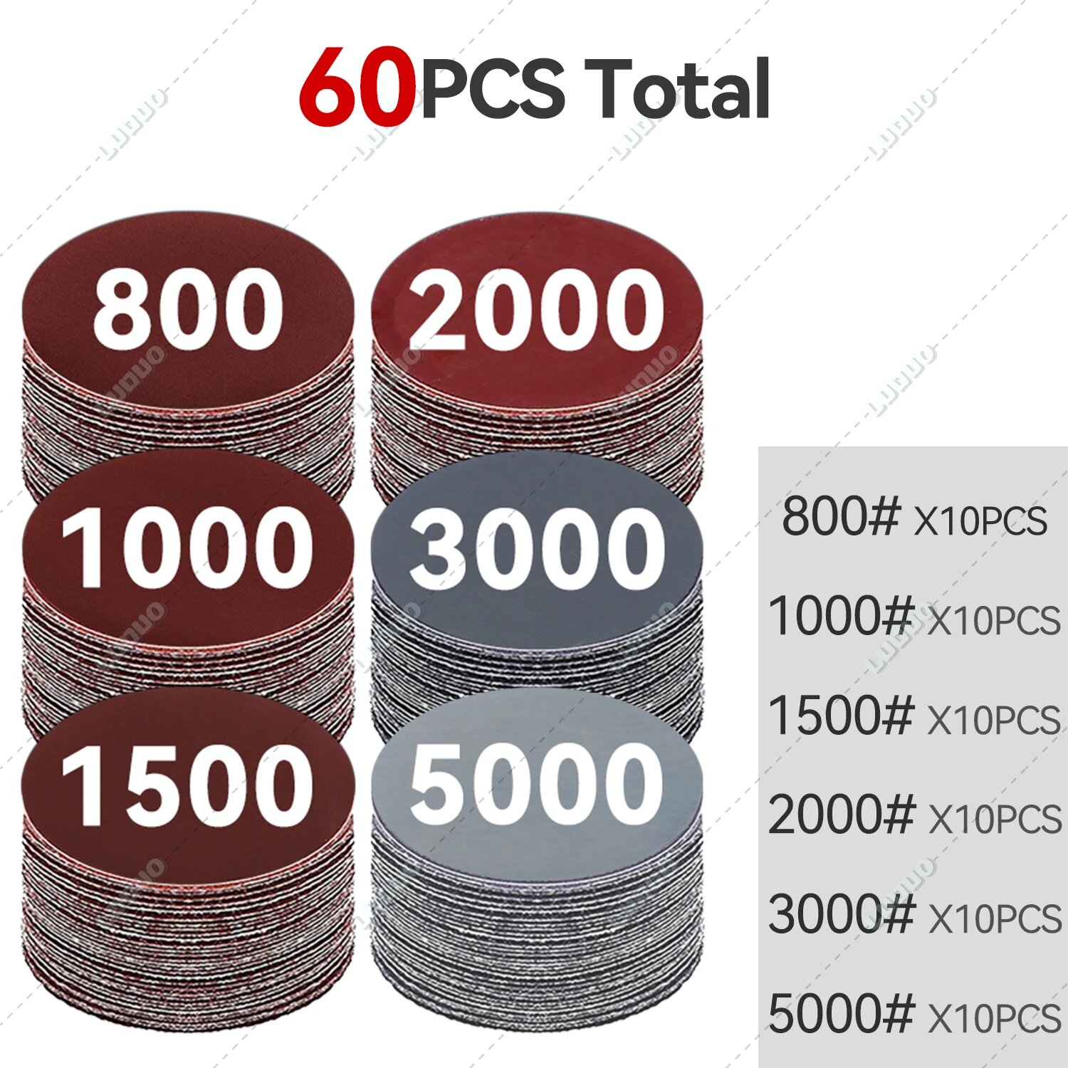 Детализация автомобиля, полировка, восстановление фар, круглая 2inch 50mm, 60PCS Grit 800-5000