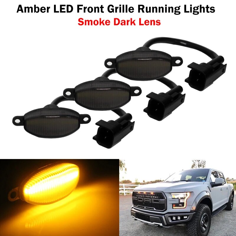 Светодиодные Дневные Огни на Решетку Ford Raptor, Amber, Smoked Lens