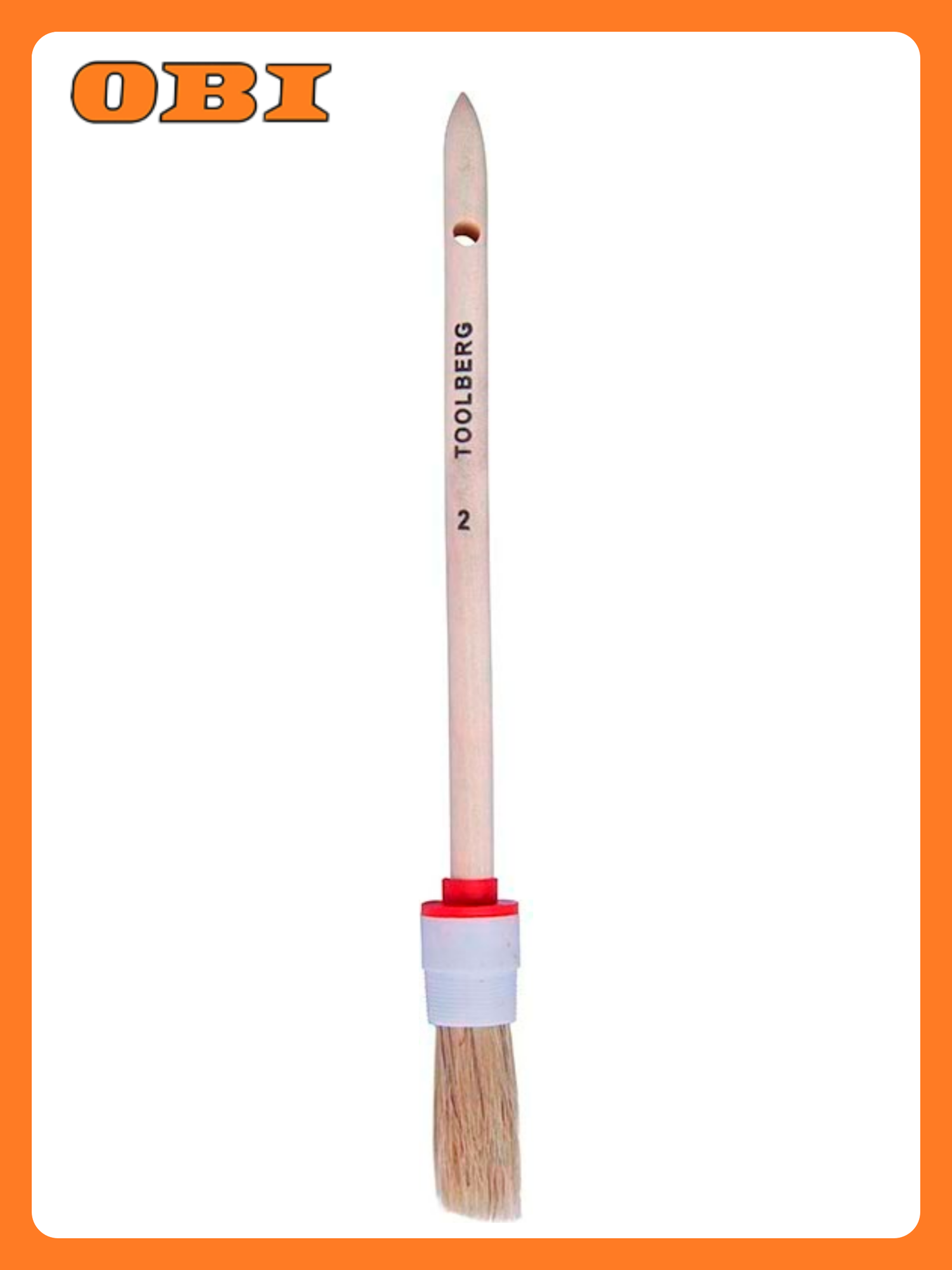 Кисть круглая TOOLBERG натуральная щетина, дер. рукоятка, Ø20мм (№2)