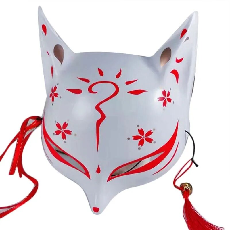 Японская аниме-маска с цветущей вишней для косплея, аксессуар для вечеринки, маскарад Кицунэ
