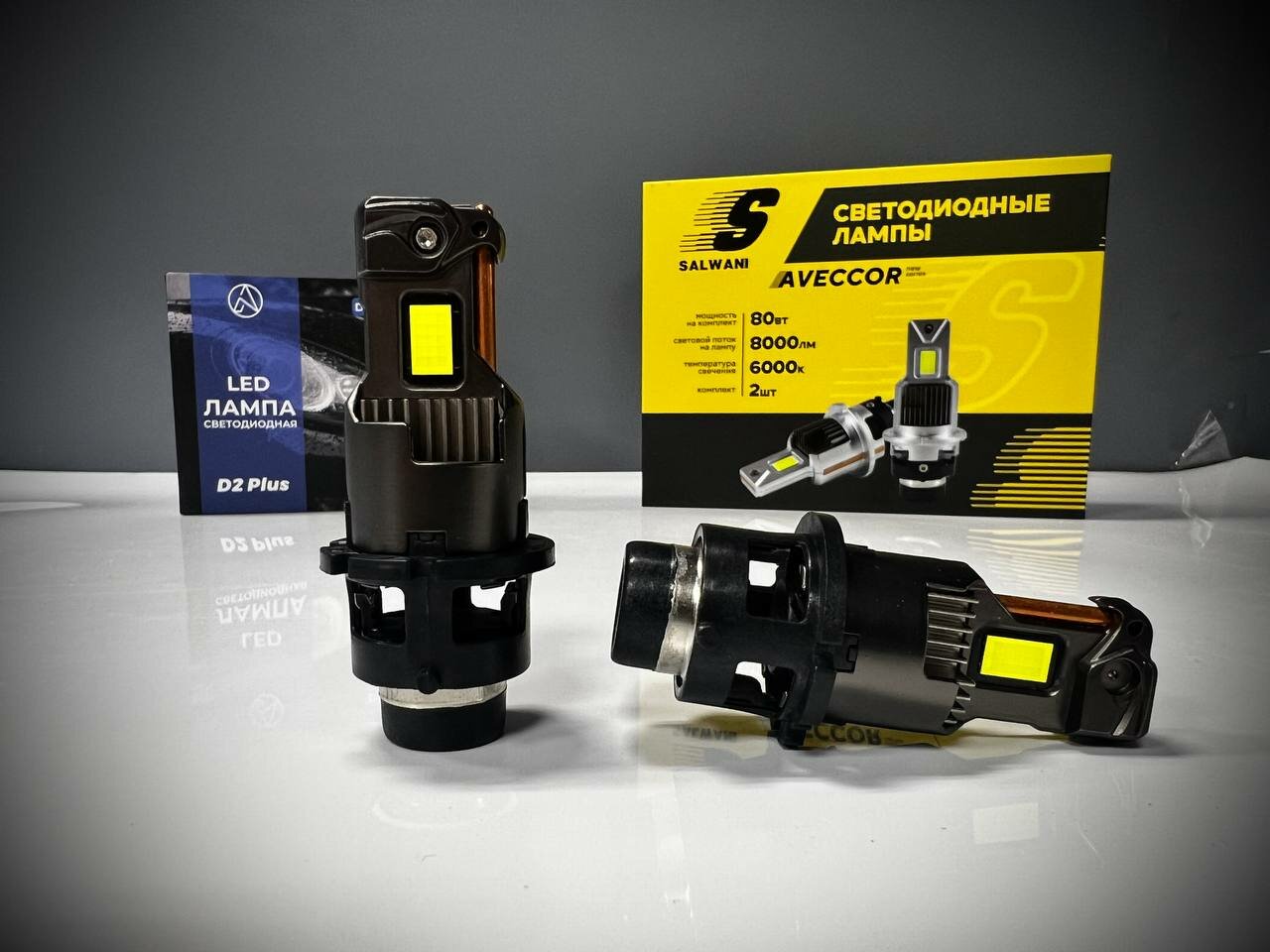 Светодиодные лампы D2R для Mitsubishi Outlander 2 XL (06-12) / Д2Р LED лампы вместо штатного ксенона / ЛЕД