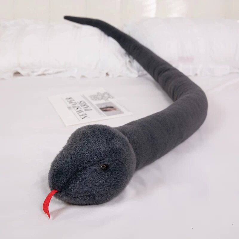 Подарок на Новый год 2025: плюшевая игрушка-талисман Год Змеи, длинноногая подушка для сна на кровати черный_1m[Шейный