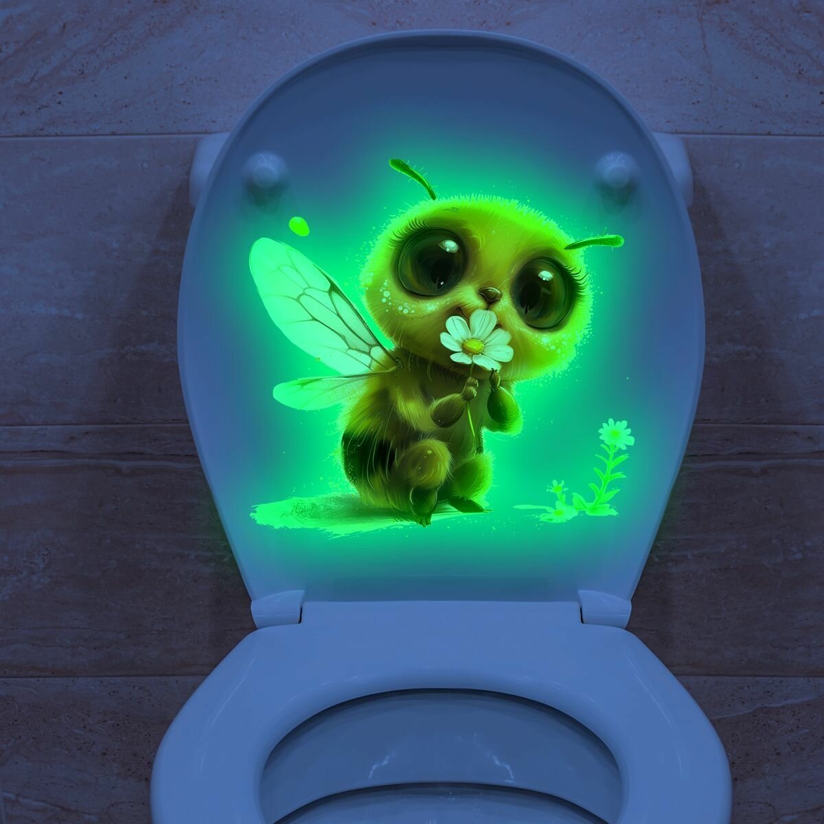 1 наклейка, светящаяся в темноте, можно приклеить на стену, холодильник, окно и унитаз.