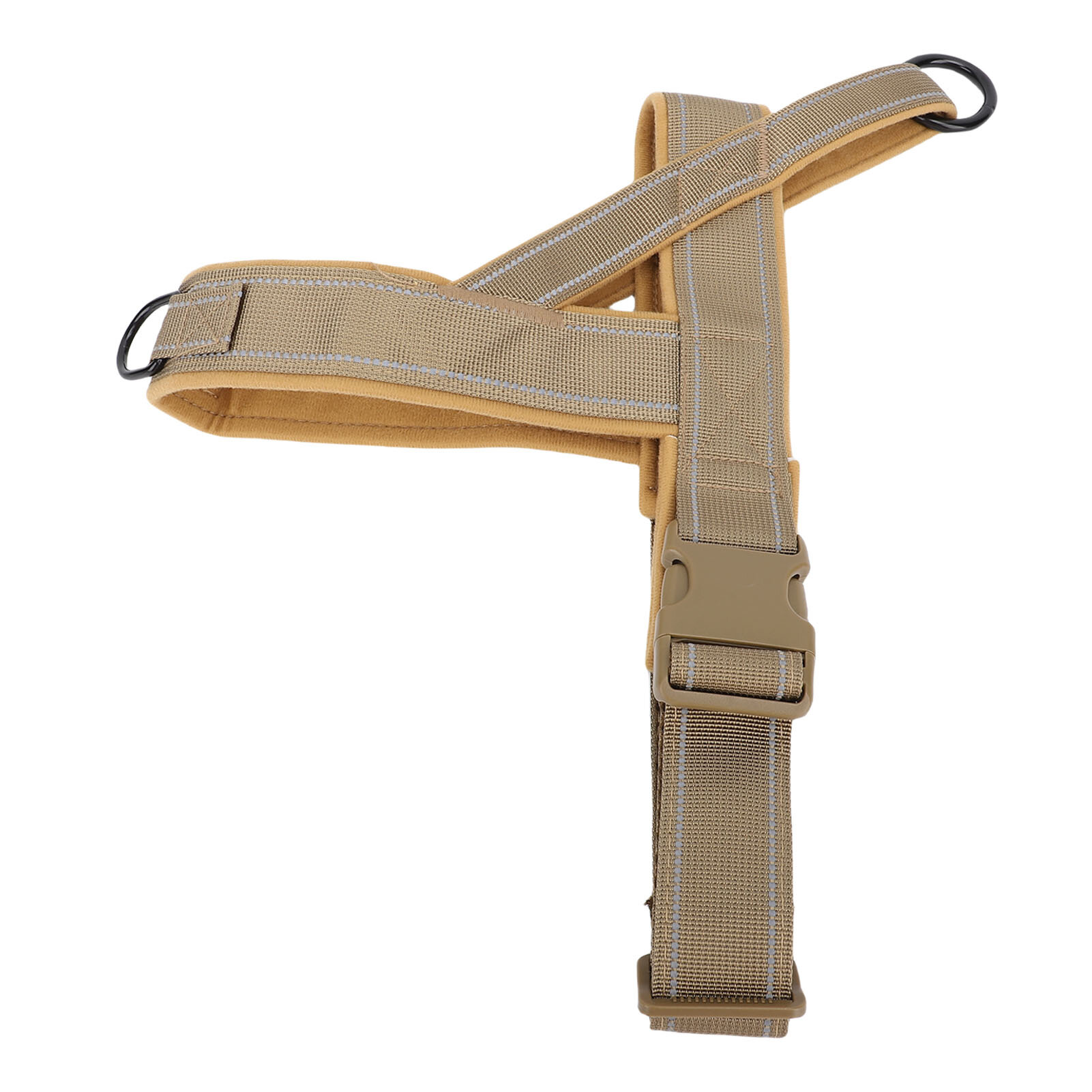Шлейка для собак из нейлона, регулируемая, с защитой от побега, многофункциональная, для прогулок, походов и тренировок, цвет хаки, размер S.